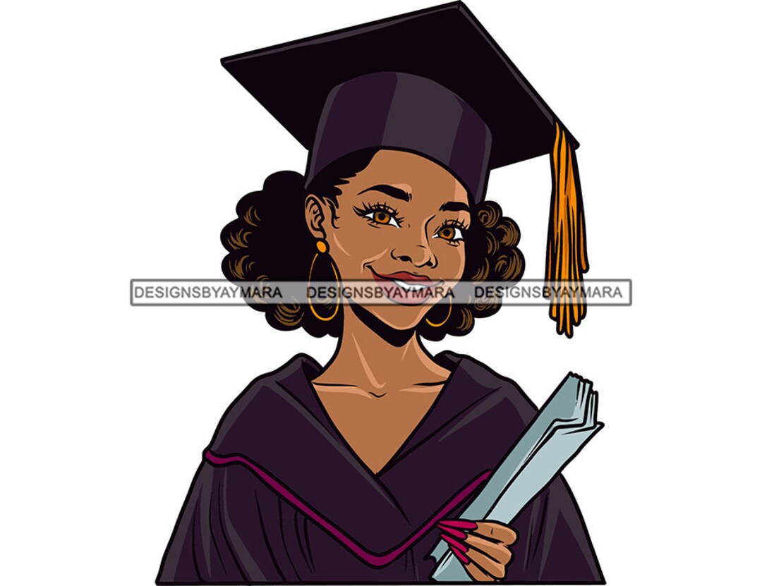 Buy Melanin Young Girl Portrait Graduation Cap Afro Hair Gown Diploma ...