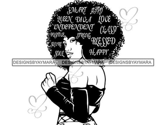 Black Woman .SVG Diva Classy Lady Nubian Queen Afro Hairstyle | Etsy