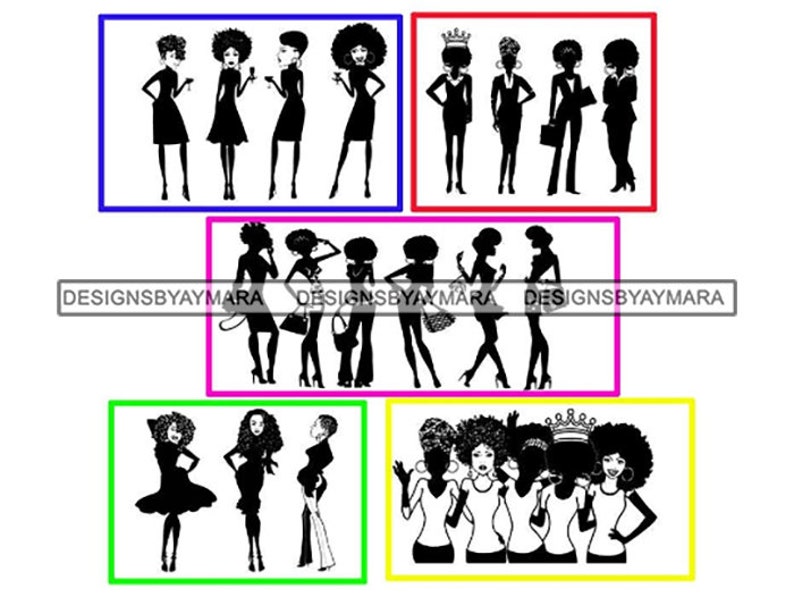 Bundle 5 Groups of Woman Svg Queen African American Lady Nubian Female ...