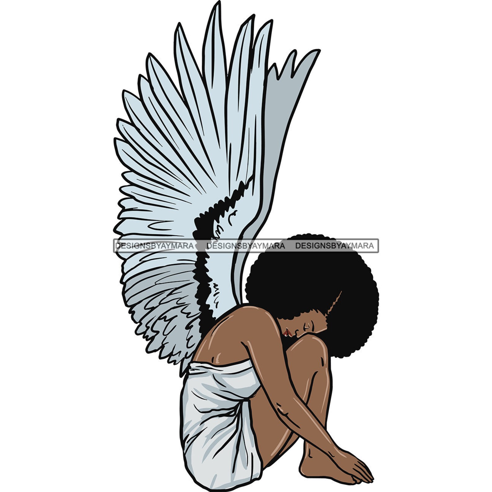 Afro Black Angel SVG Woman Goddess Wings Fairy Melanin Fly - Etsy