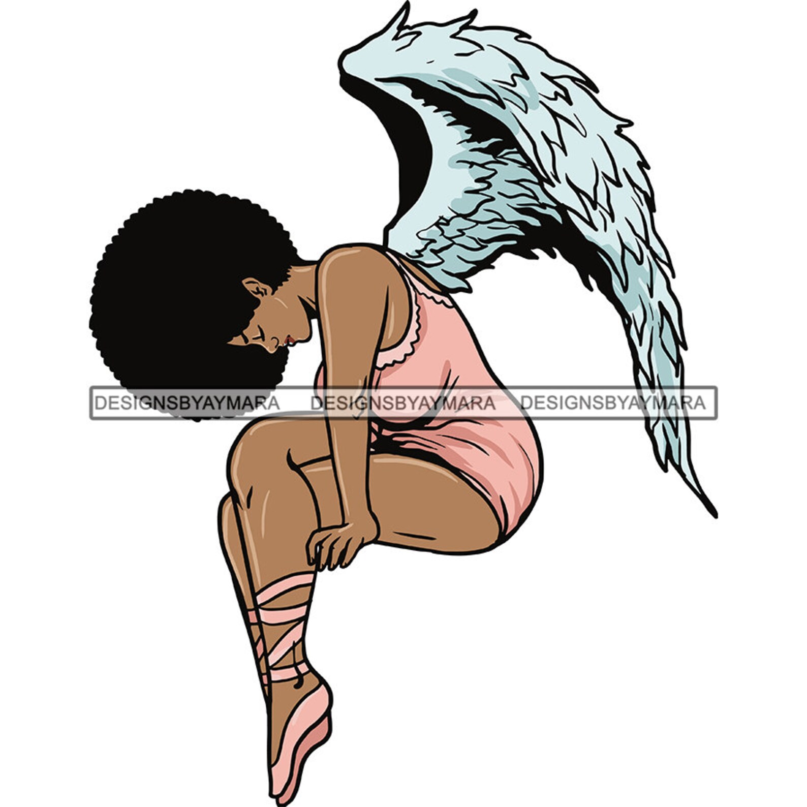 Afro Black Angel SVG Woman Goddess Wings Fairy Melanin Fly | Etsy