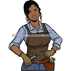 Afro Handywoman Logo Work Repair Service Repairwoman Improvement ...
