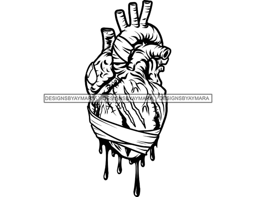 Human Broken Heart Patch Bandage Pain Agony Scars Bleeding Blood Despair Emotional Grief ...