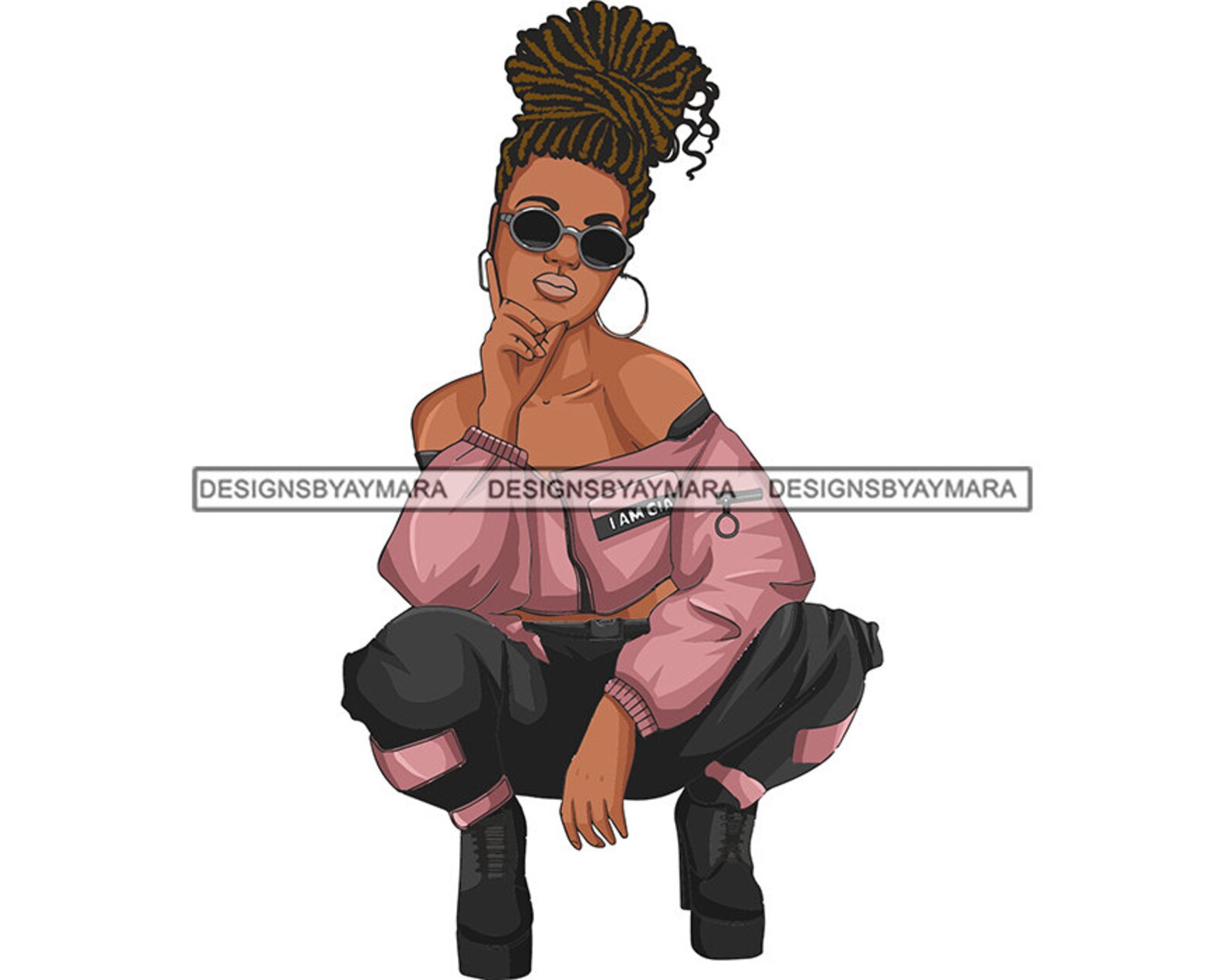 Bundle 7 Afro Woman SVG Fashion Girl Squatting Position | Etsy