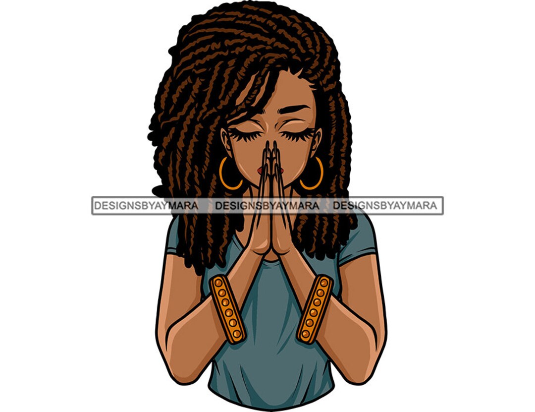 Devotee African Woman Praying God Lord Pray Prayers Pray Sister Locs ...