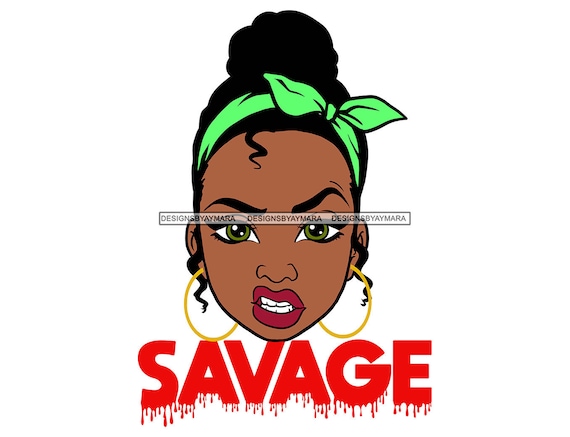 Afro Woman SVG Mean Face Savage Headband Melanin Nubian Latina | Etsy
