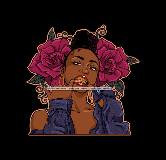 Afro Gangster Woman Showing Gold Teeth Grill Hustler Hipster - Etsy