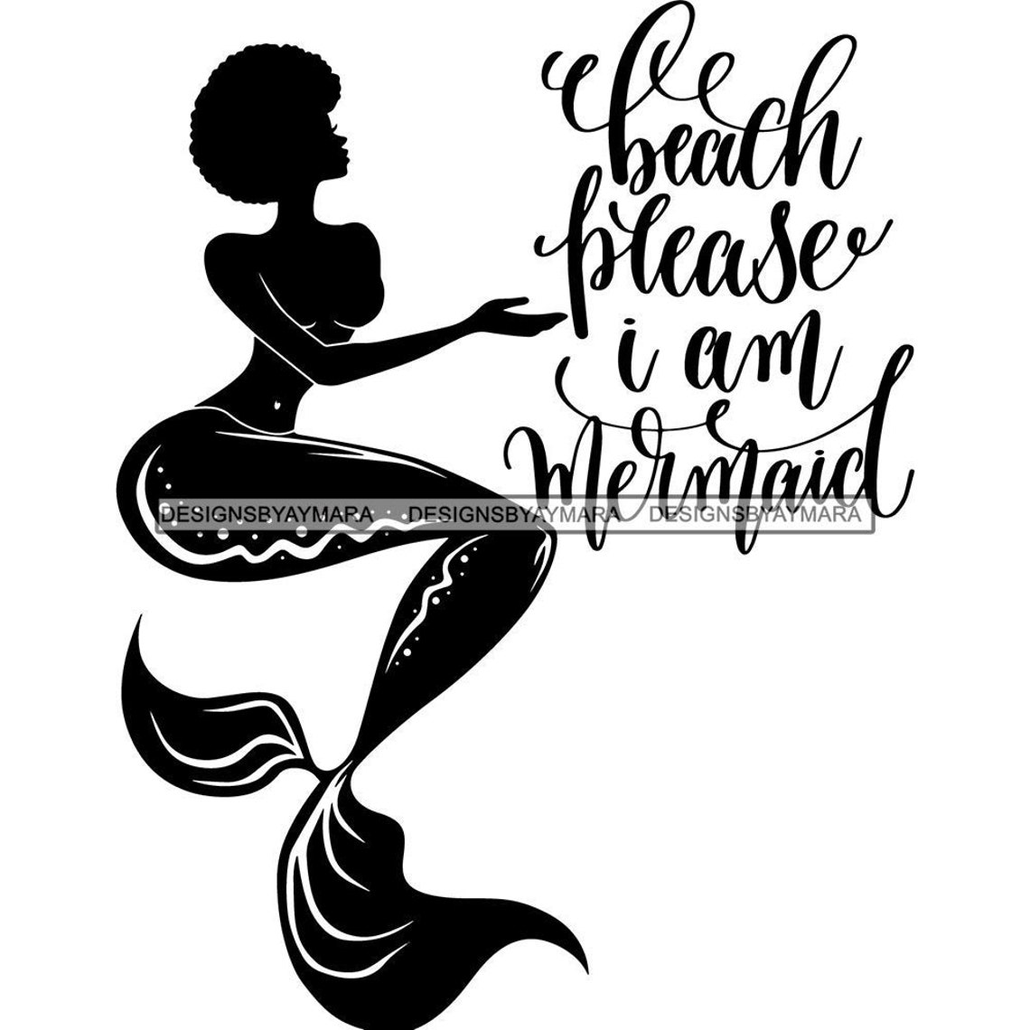 Black Afro Mermaid Woman Aquatic Creature Queen Nubian Goddess - Etsy