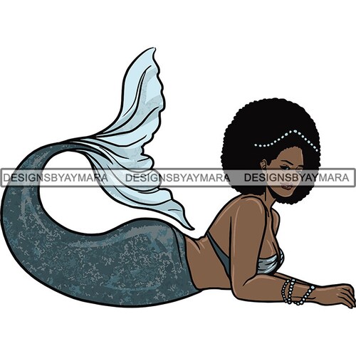 Black Afro Mermaid Woman Aquatic Creature Queen Nubian Goddess - Etsy