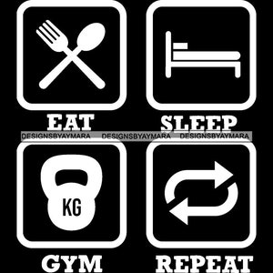 Eat Sleep Gym Repeat Fitness Motivational Quotes Healthy - Etsy
