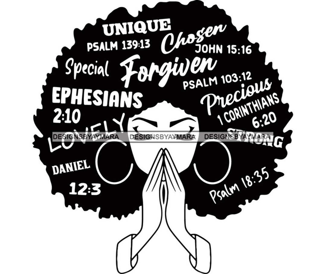 Afro Woman Praying Svg God Says Im Unique Special Prayers Hands Nubian