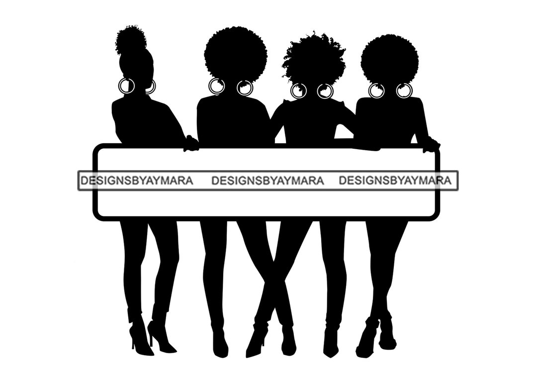Afro Women Holding Banner Logo Melanin Nubian Black Girl Magic SVG JPG ...