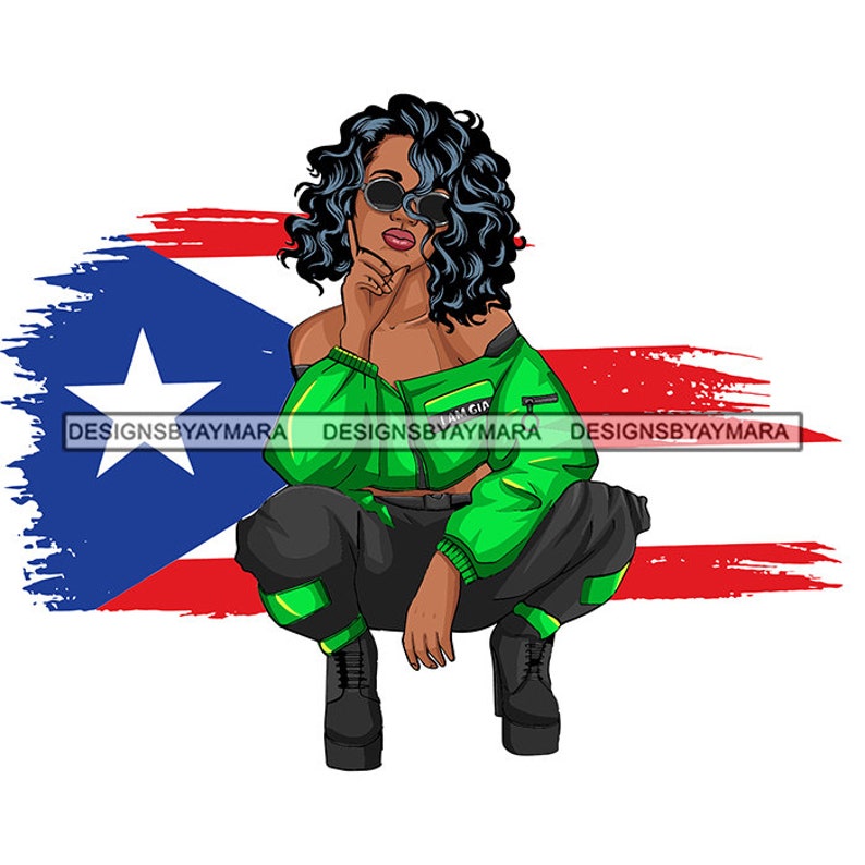 Boricua Woman Bundle Curly Hairstyle Melanin Latina Puerto - Etsy