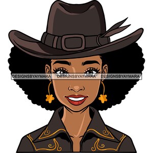 Afro Cowgirl Woman Smiling Cowboy Hat Texas Country Rider Girl Western ...
