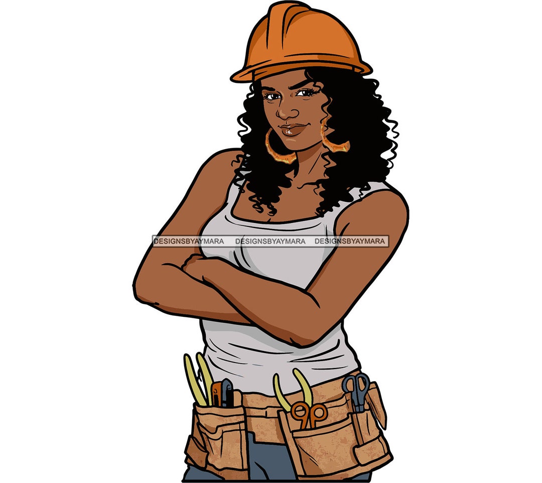 Afro Handywoman Logo Work Repair Service Repairwoman Improvement ...