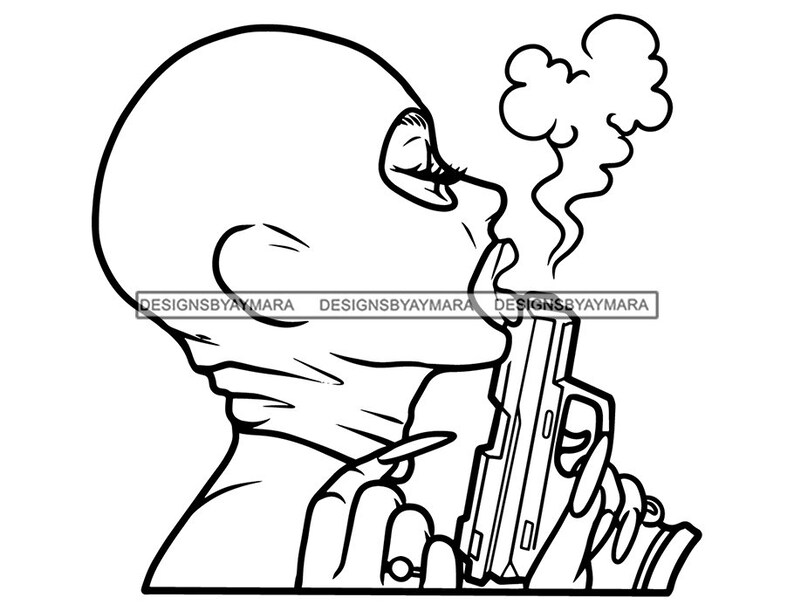 Gangster Woman Wearing Ski Mask Kissing Handgun Gun Weapon - Etsy