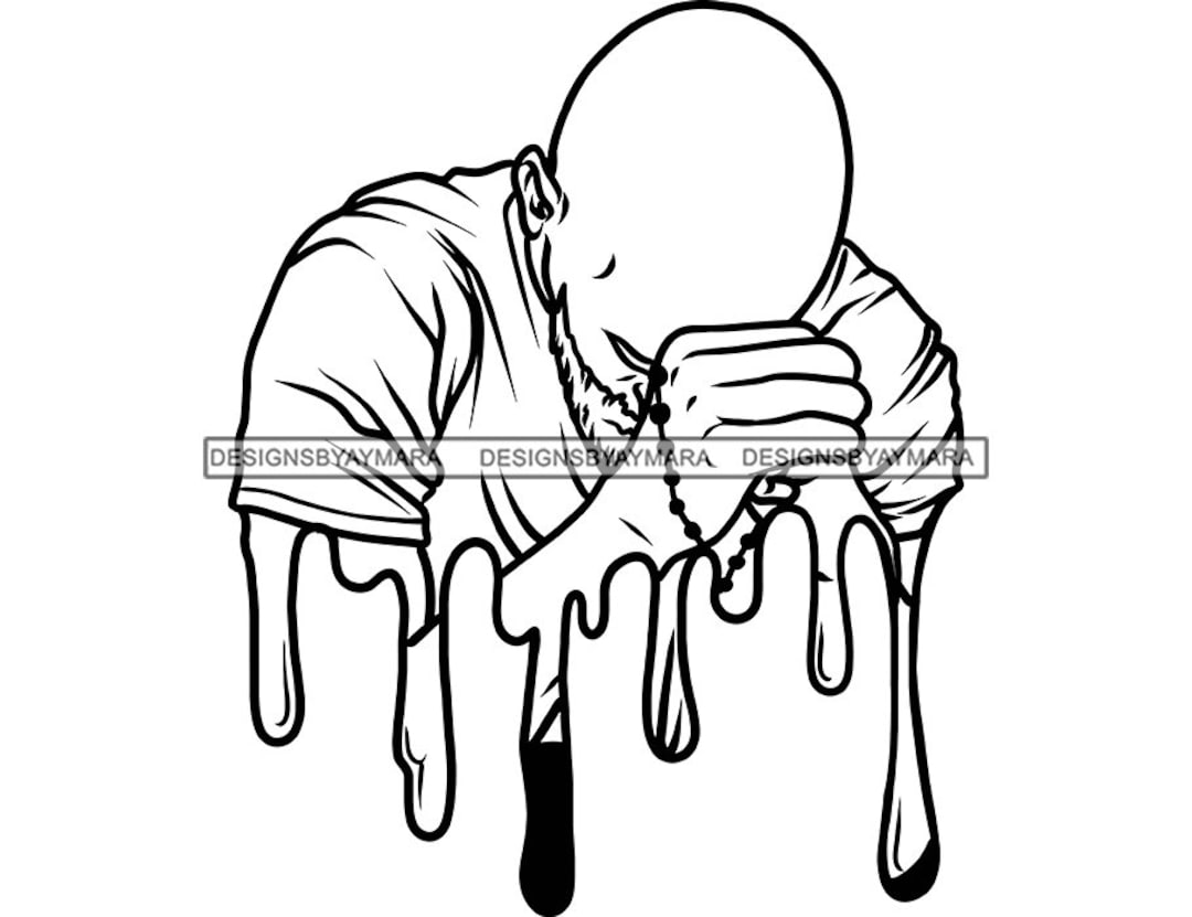 Bald Man Praying God Dripping Holding Rosary Holy Faith Christian ...