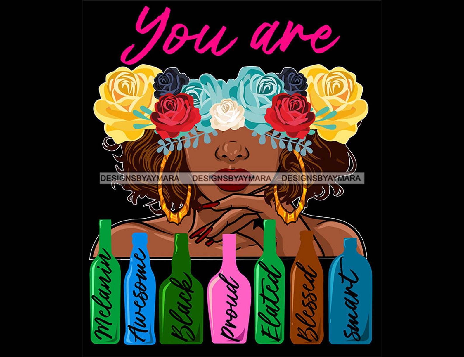 Afro Woman You Are Awesome Blessed Smart Quotes Ebony Morena - Etsy