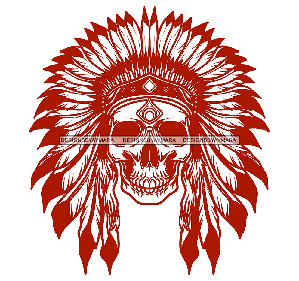 Red Skull Head Cherokee Indian Indigenous Tribe Headdress - Etsy