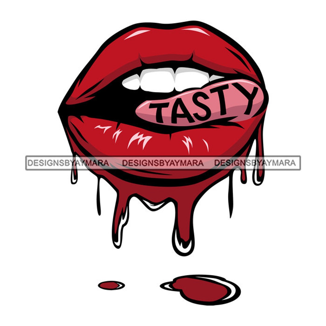 Dripping Red Sassy Lips Make up Lipstick Lipgloss Teeth Sensual Mouth ...