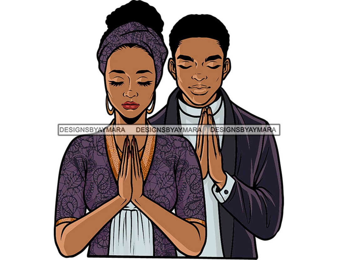 Black Married Couple Praying God Prayers Pray Worship Faith Religious ...