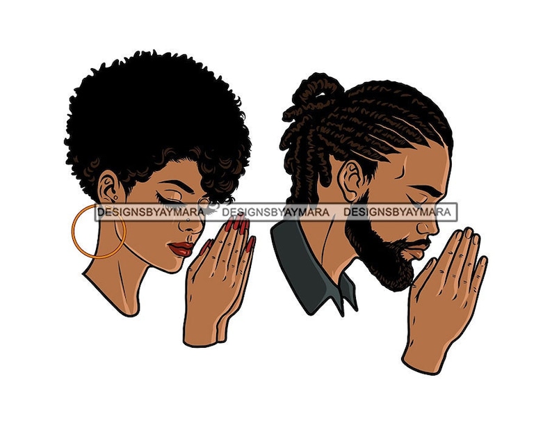 African Devotee Couple Praying Seeking Guidance Help From God Lord ...