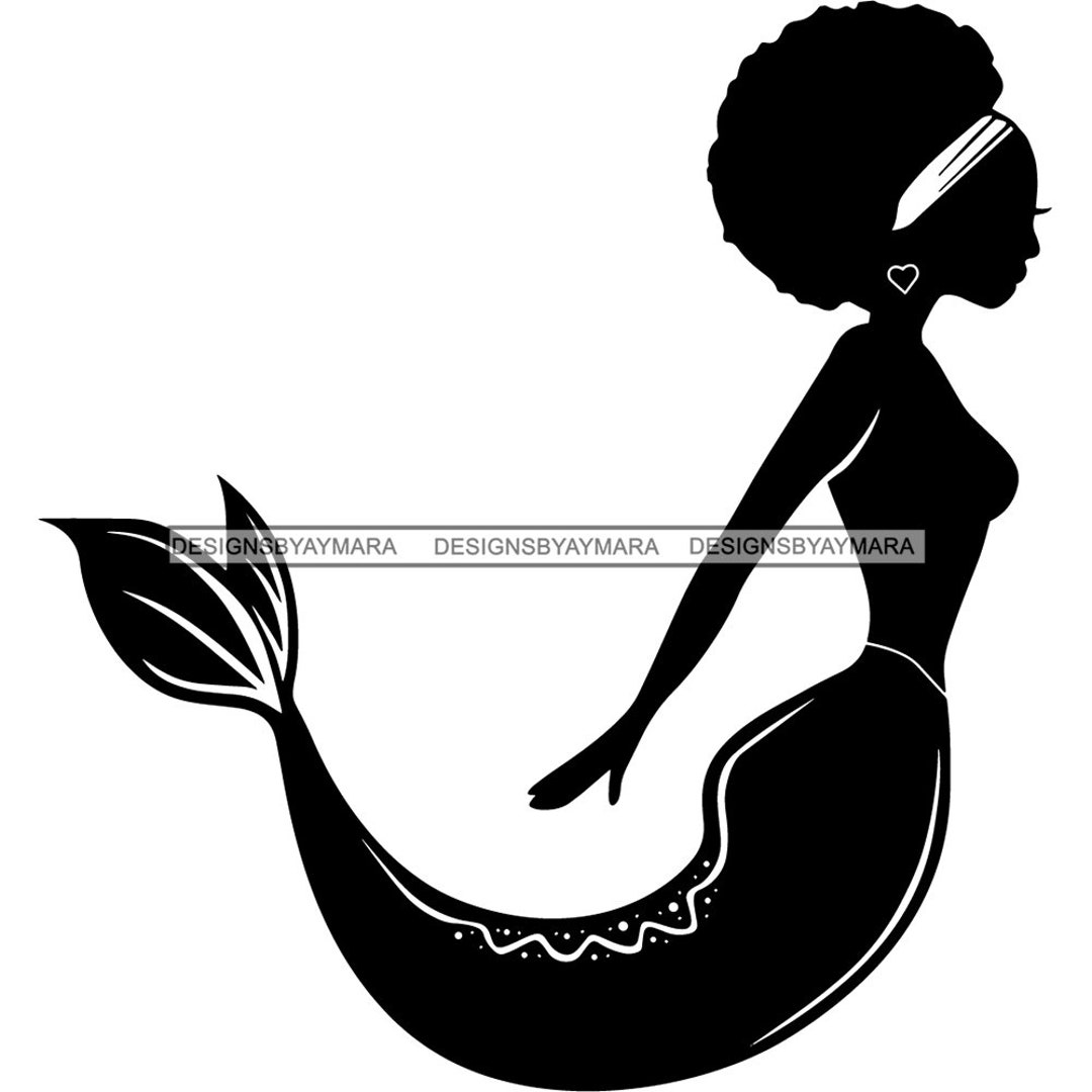Black Afro Mermaid Woman Aquatic Creature Queen Nubian Goddess Female ...