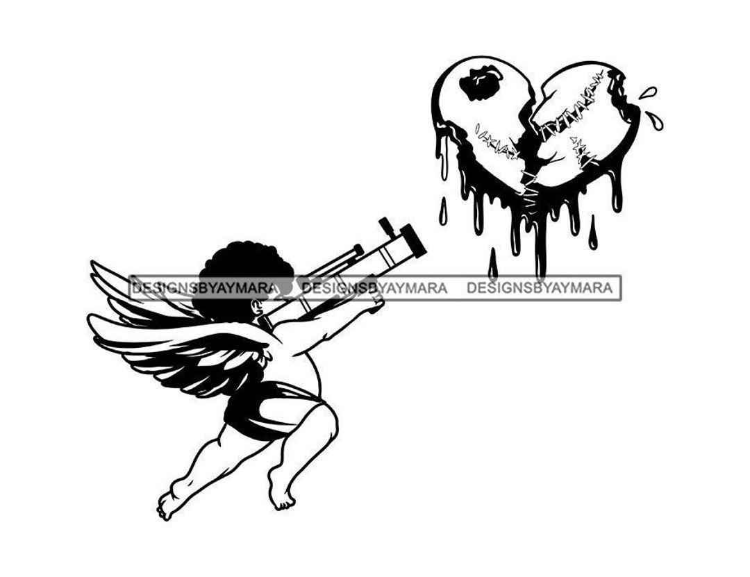 Gangster Angel Shooting Bazooka Heart Brokenhearted Dripping Blood ...