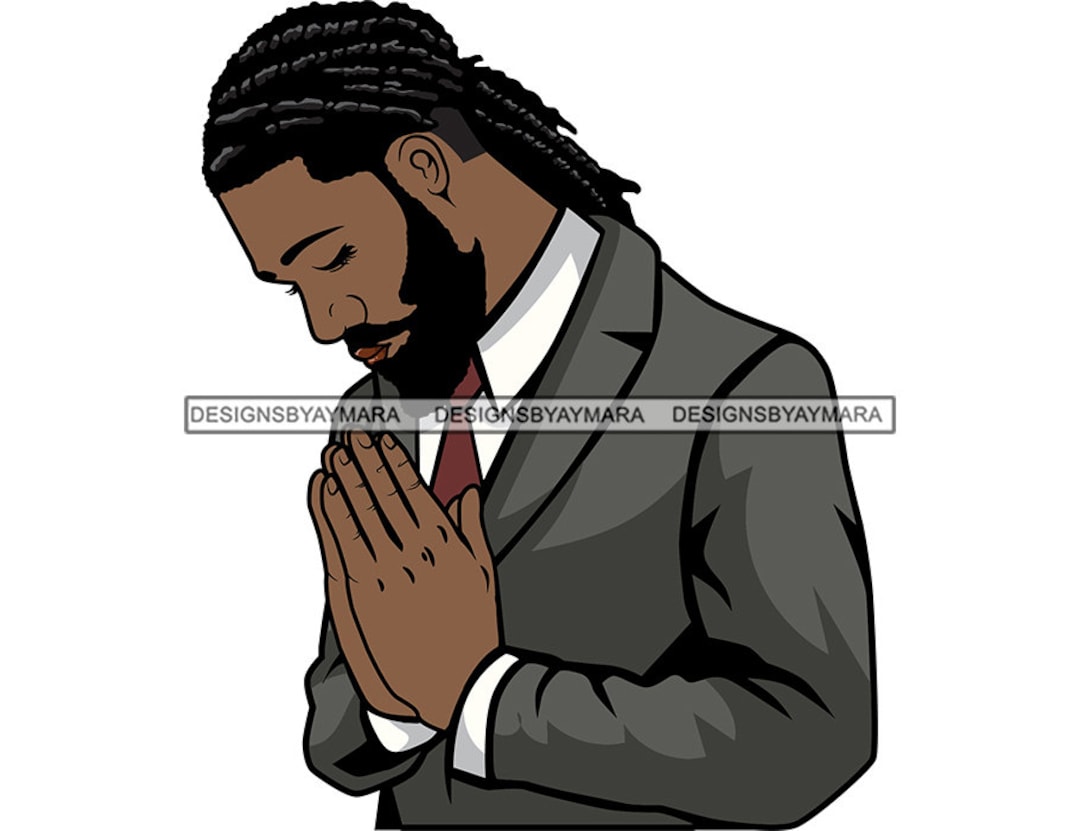 African American Man Praying God Dreadlocks Hairstyle Classy Elegant ...