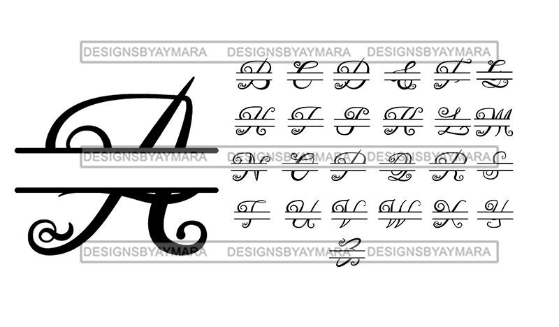 Split Monogram Alphabet Designs Abc Basic Elements Set of - Etsy