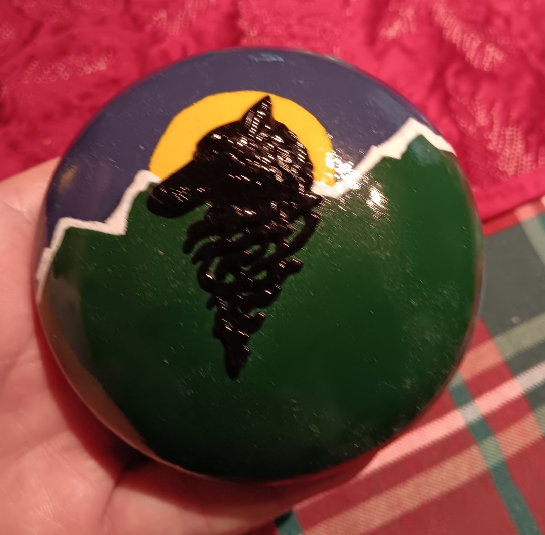 Black Wolf Art Stone - Etsy
