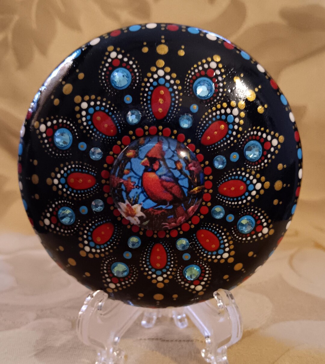 Red Cardinal Mandala on an Art Stone - Etsy