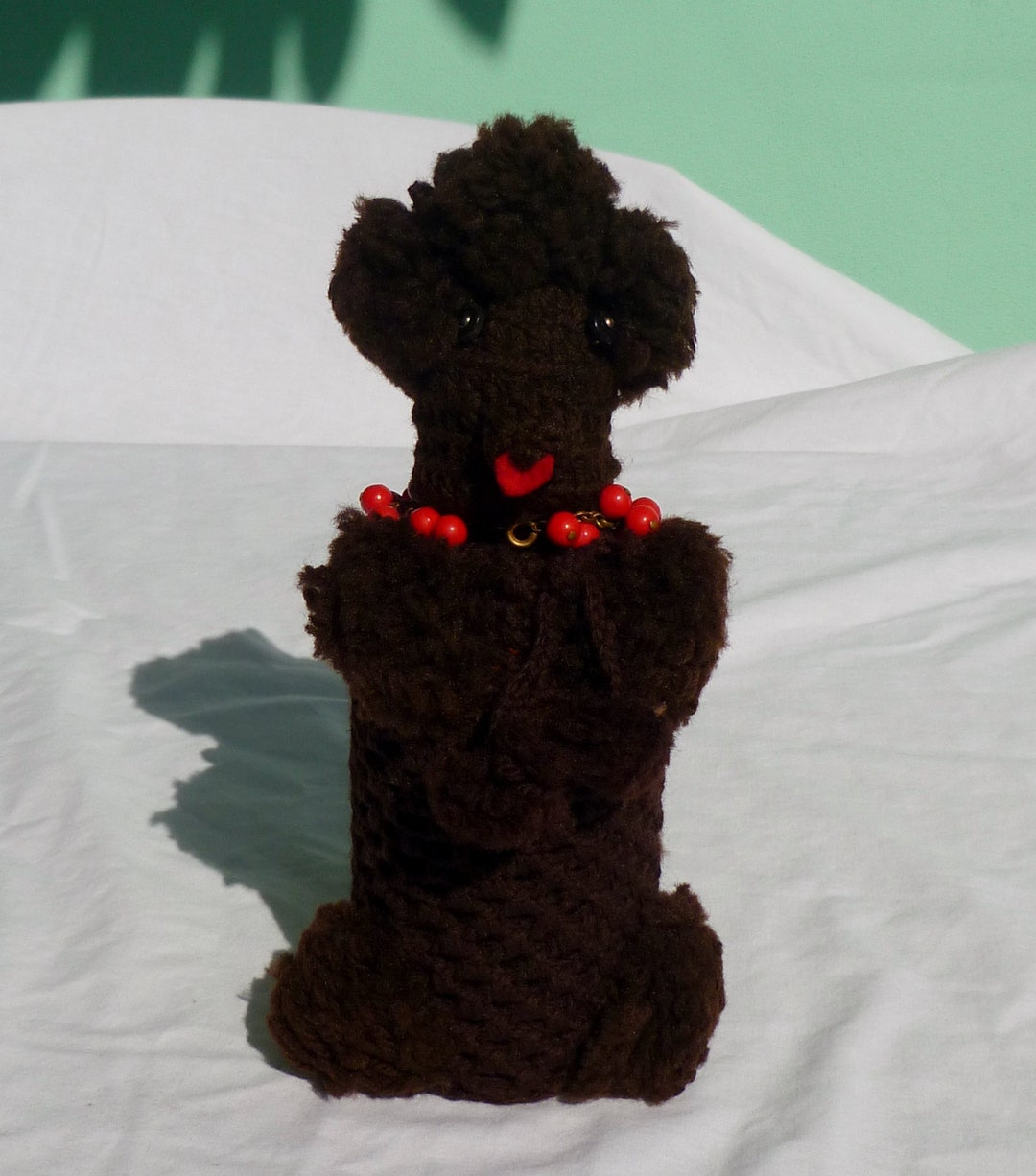 Vintage Crocheted Poodle With Red Collar - Etsy