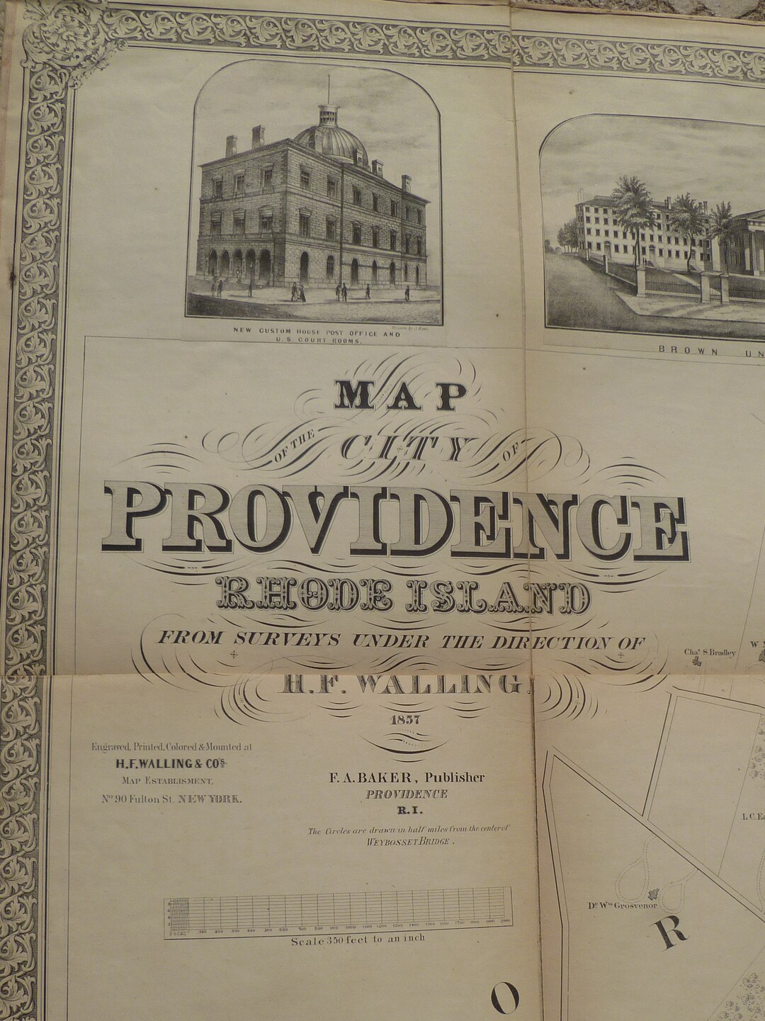 Antique Map of Providence, RI From 1857 by H.F. Walling - Etsy