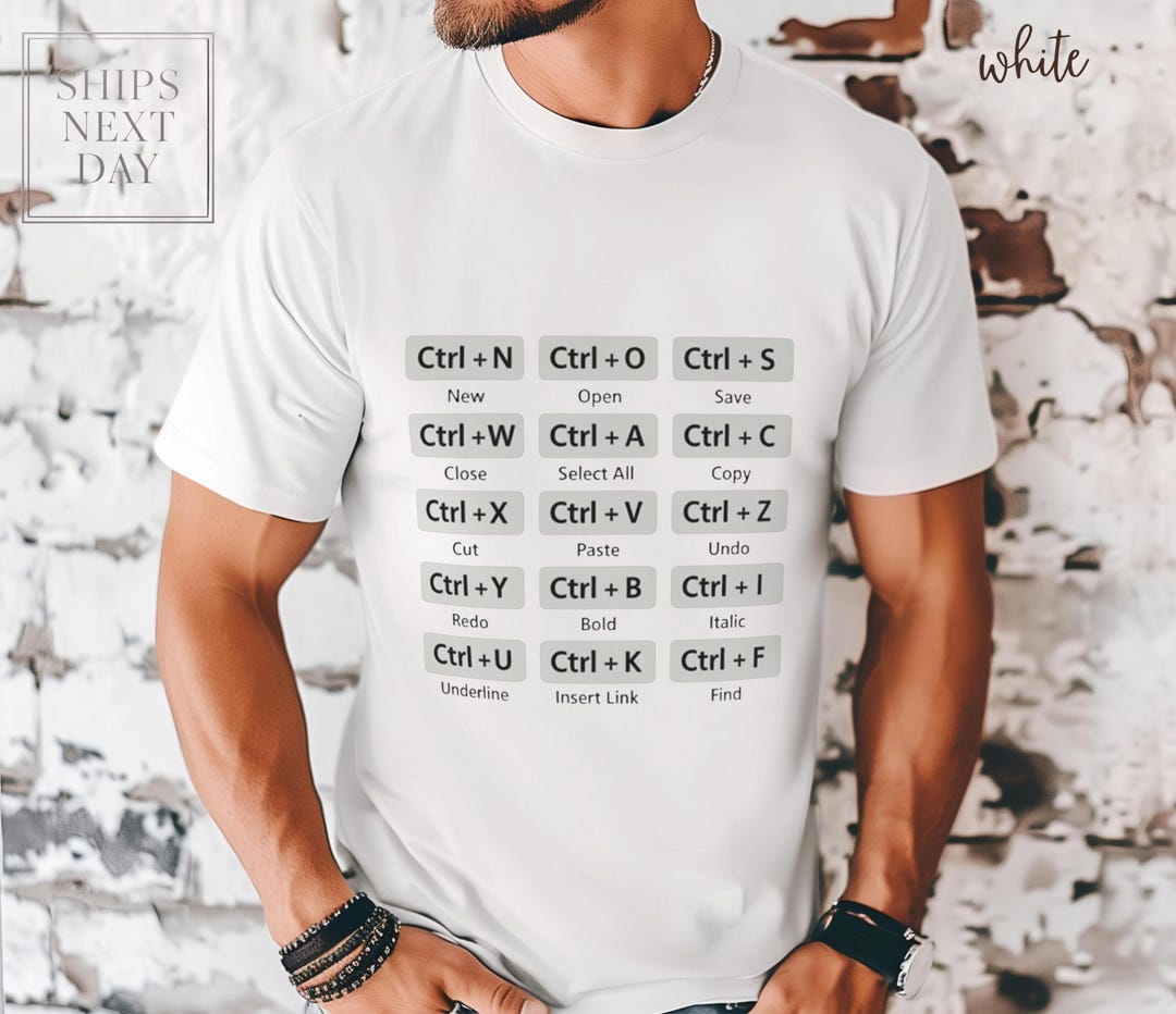 Keyboard Shortcuts Cheat Sheet T Shirt for Office Workers, Desk Job ...