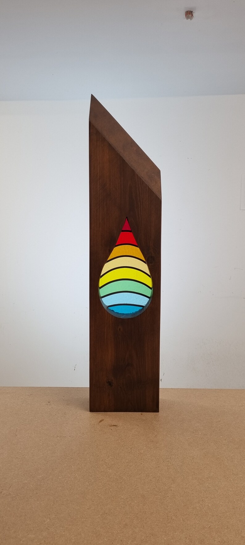 Wood and Glass Sculpture (rainbow Tear Drop Std Sml) - Etsy