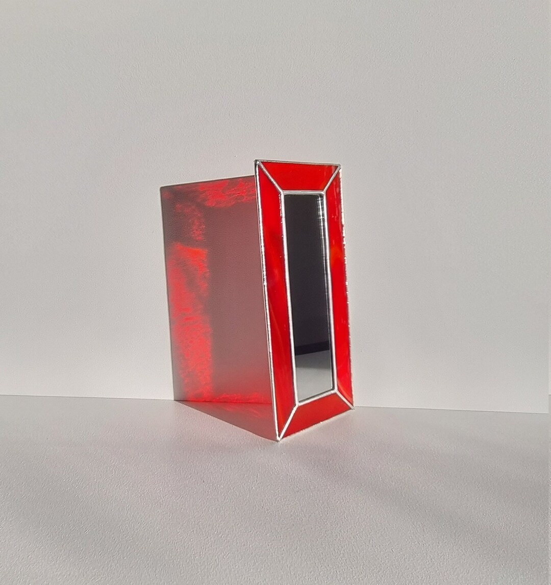 Stained Glass Rectangle Mirror (red Glass) - Etsy
