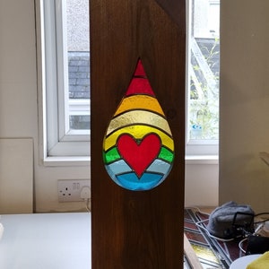 Wood and Glass Sculpture (rainbow Tear Drop Heart) - Etsy