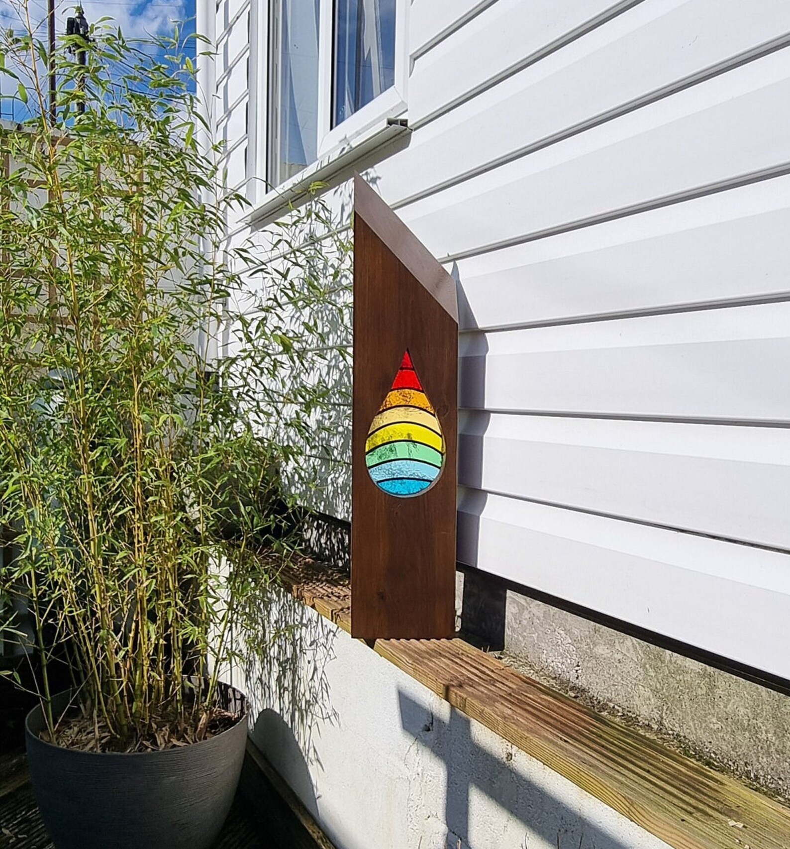 Wood and Glass Sculpture (rainbow Tear Drop Std Sml) - Etsy