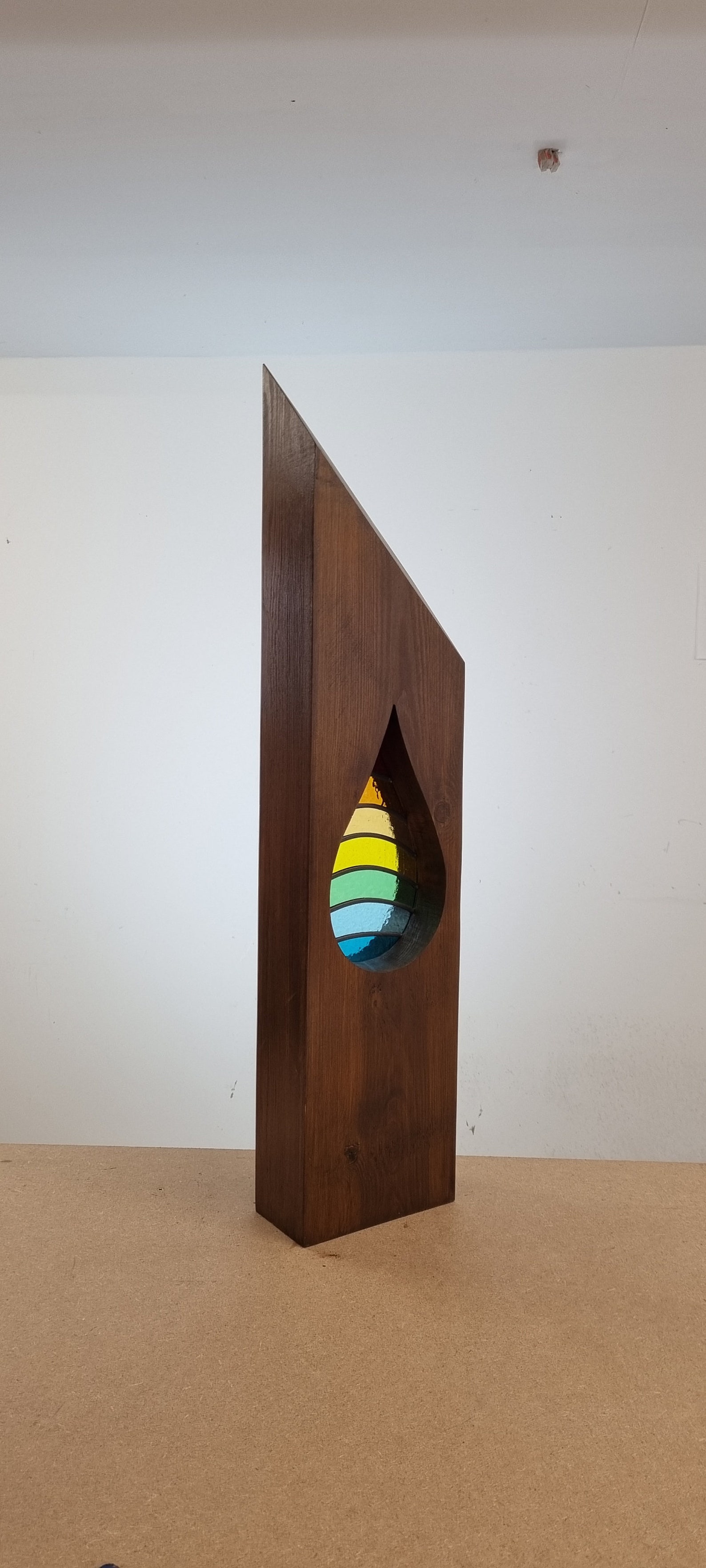 Wood and Glass Sculpture (rainbow Tear Drop Std Sml) - Etsy