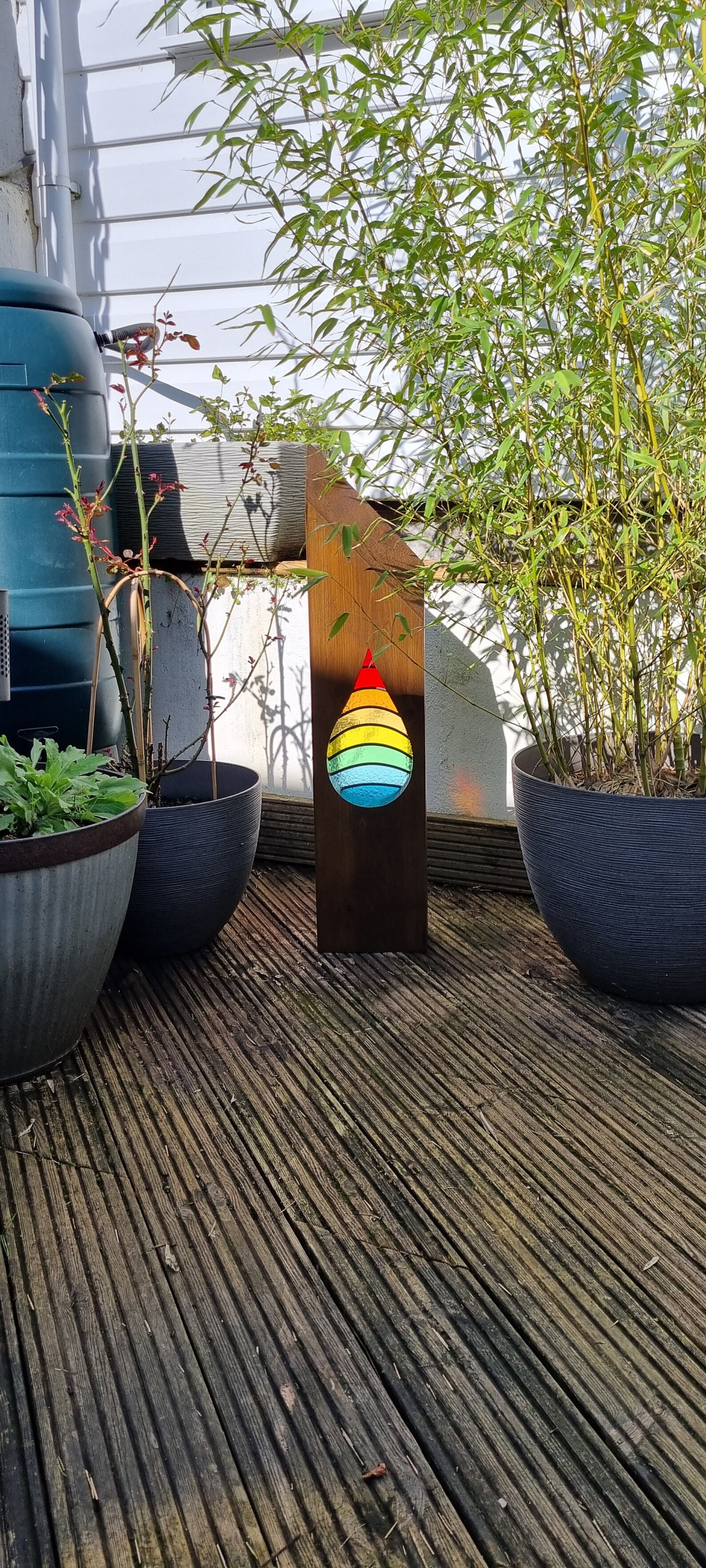 Wood and Glass Sculpture (rainbow Tear Drop Std Sml) - Etsy