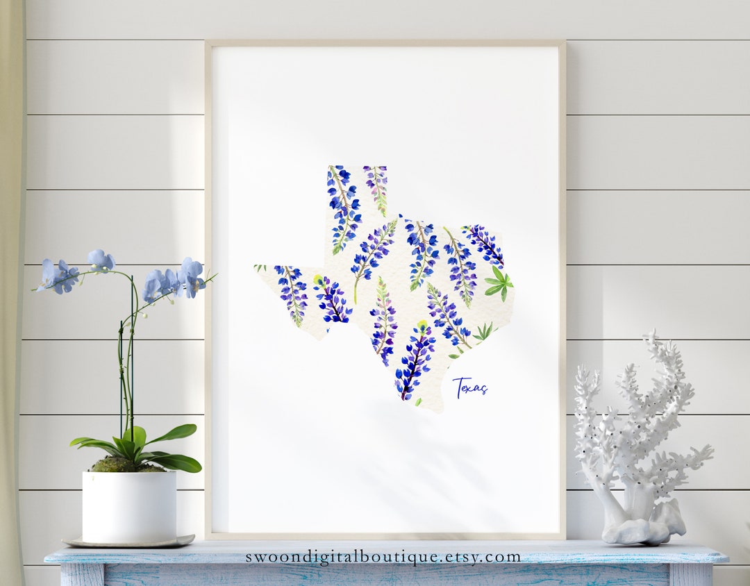 Texas State Print, Texas Flower Prints, Texas Flower Wall Art, Texas ...
