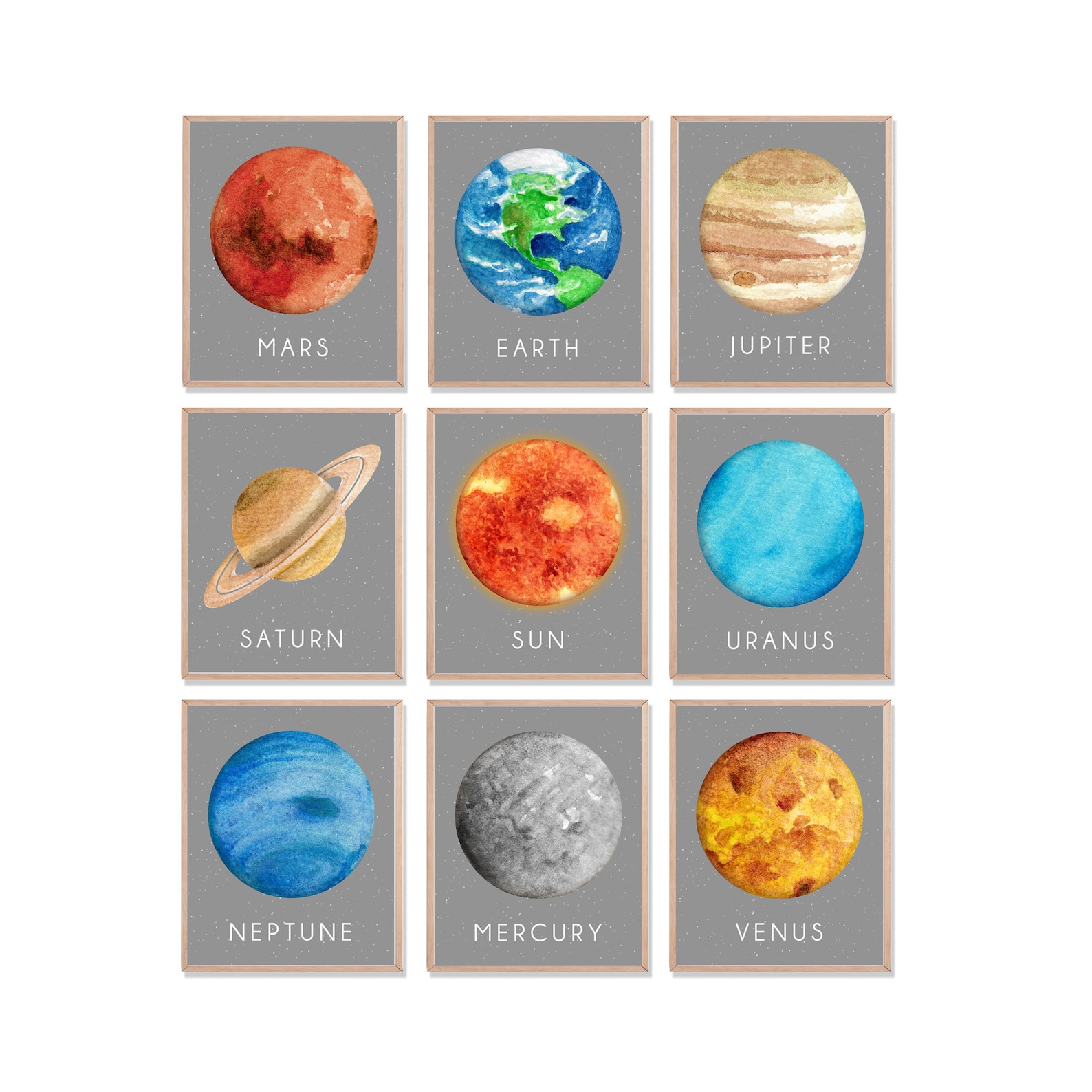 Planet Print Set Planet Printables Solar System Printables | Etsy