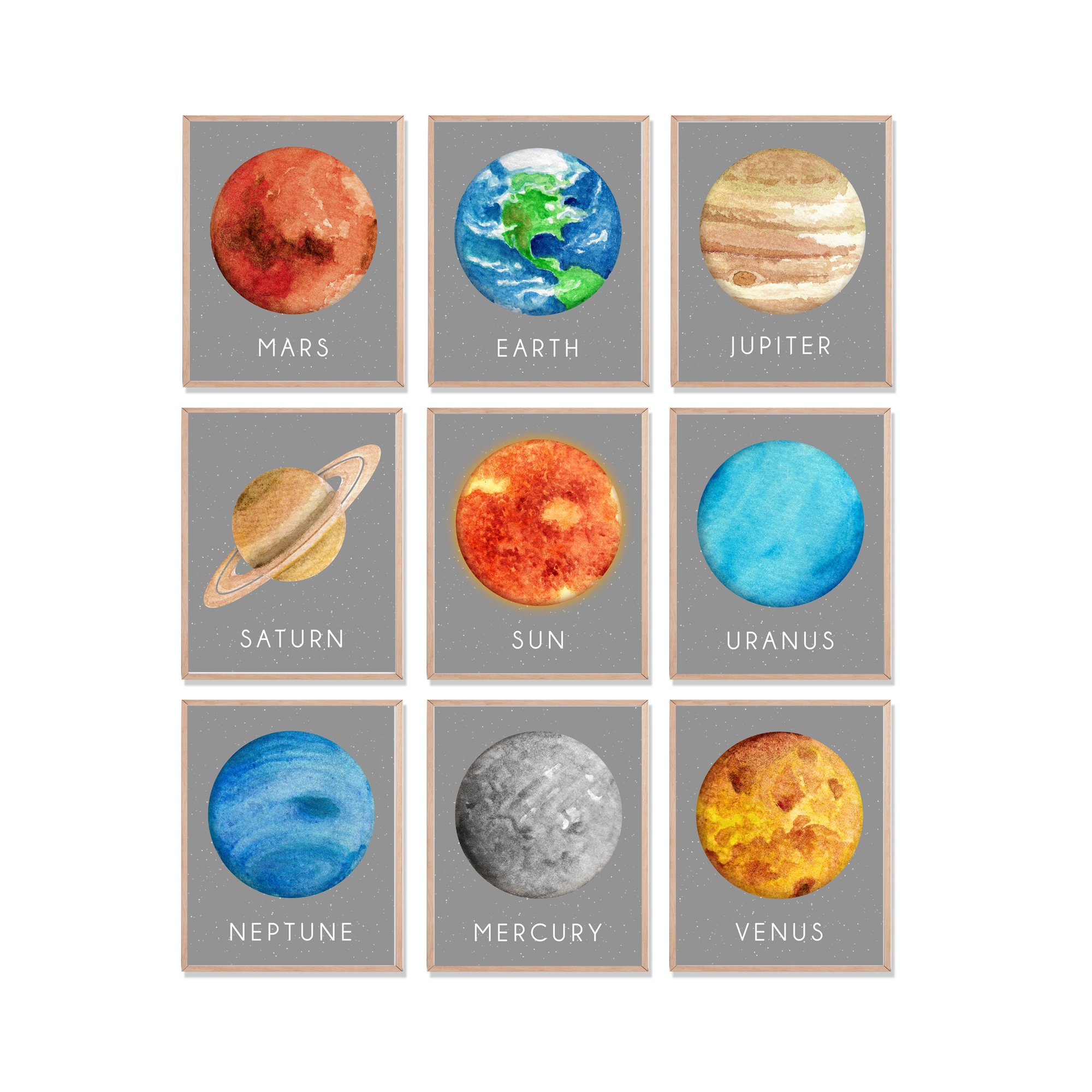 Planet Print Set Planet Printables Solar System Printables | Etsy