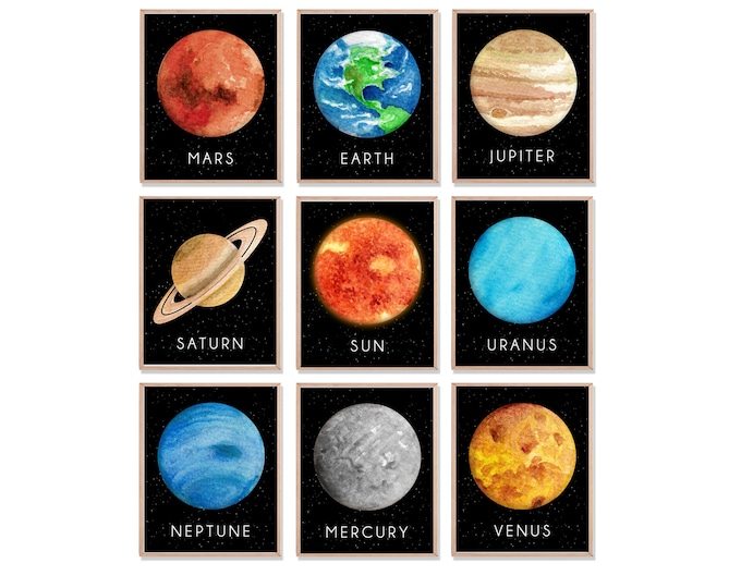 Planet Print Set Planet Printables Solar System Printables Solar System ...