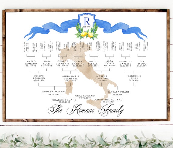 Italian Family Tree Italian Family Crest Family Tree | Etsy