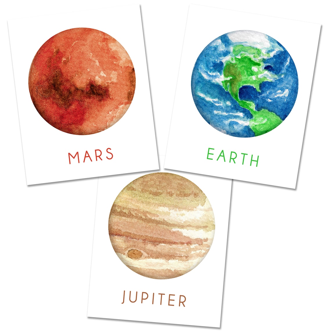 Planet Print Set Planet Printables Solar System Printables | Etsy