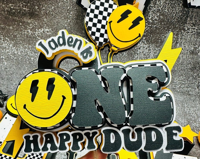 One Happy Dude Cake Topper One Happy Dude Birthday Ideas One Happy Dude ...