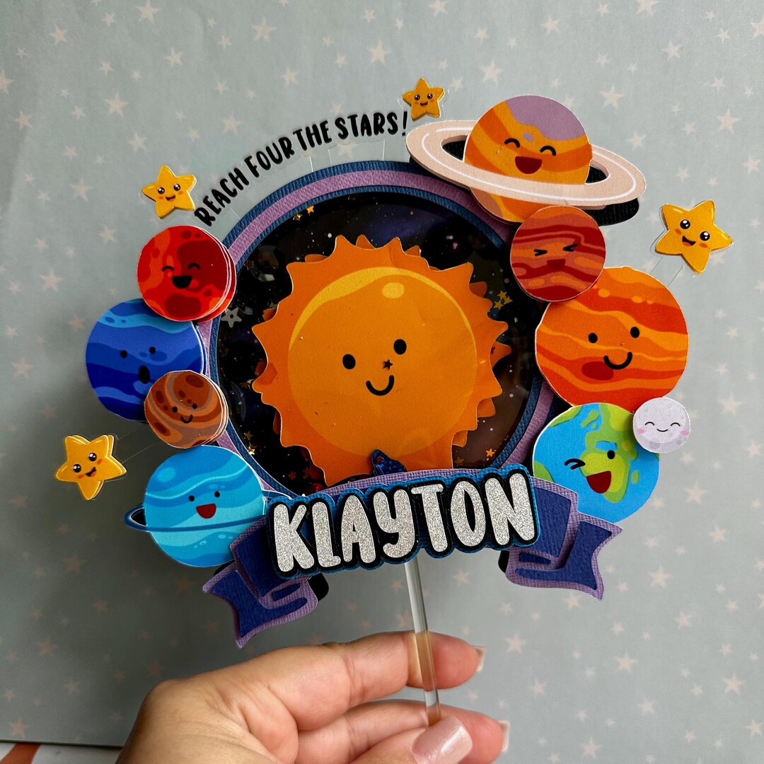 Personalized Space Cake Topper | Handmade Galaxy Birthday Decoration - Etsy