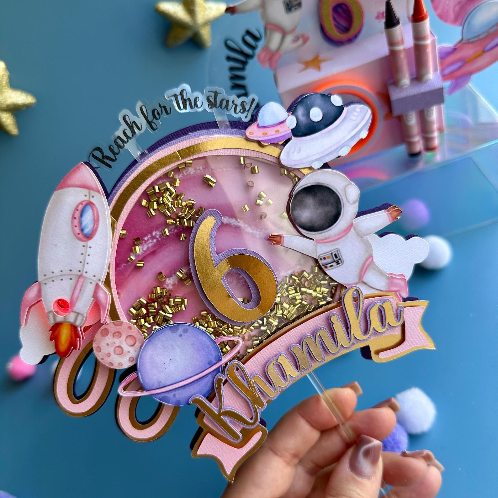 Pastel Space Cake Topper | Custom Outer Space Birthday Decor - Etsy